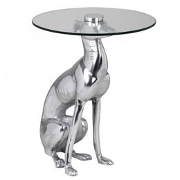 Wohnling Design Deko Beistelltisch Figur DOG aus Aluminium Farbe Silber