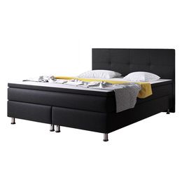 Boxspringbett Dallas 180x200 Webstoff Schwarz