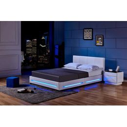 Home Deluxe LED Bett ASTEROID 140 x 200 Weiß