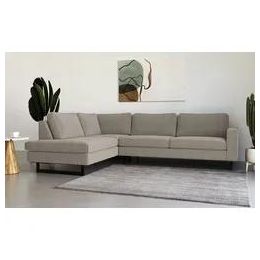 Ecksofa Places of Style "Pinto, 290 cm, Ottomane links / rechts" Sofas Gr. B/H/T: 290cm x 85cm x 217cm, Feincord, Ottomane links, grau (hellgrau) Cord, Feincord, Luxus-Microfaser Leder und Chenille