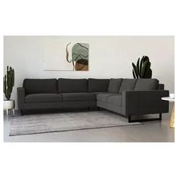 Ecksofa Places of Style "Pinto, 250/290 cm, langer Schenkel, XXL, Ottomane" Sofas Gr. B/H/T: 290cm x 85cm x 250cm, Feincord, langer Schenkel rechts, grau (dunkelgrau) Cord, Feincord, Luxus-Microfaser Leder und Chenille