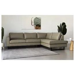 Ecksofa Places of Style "Pinto, 290 cm, Ottomane links / rechts" Sofas Gr. B/H/T: 290cm x 85cm x 217cm, Luxus-Microfaser in Lederoptik, Ottomane rechts, grau (taupe) Cord, Feincord, Luxus-Microfaser Leder und Chenille