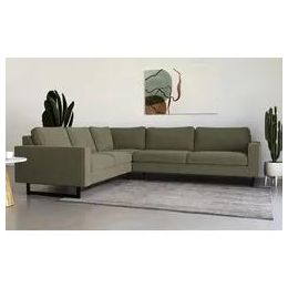 Ecksofa Places of Style "Pinto, 250/290 cm, langer Schenkel, XXL, Ottomane" Sofas Gr. B/H/T: 290cm x 85cm x 250cm, Feincord, langer Schenkel links, grün (khaki) Cord, Feincord, Luxus-Microfaser Leder und Chenille