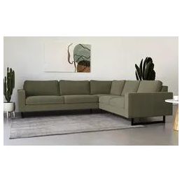 Ecksofa Places of Style "Pinto, 250/290 cm, langer Schenkel, XXL, Ottomane" Sofas Gr. B/H/T: 290cm x 85cm x 250cm, Feincord, langer Schenkel rechts, grün (khaki) Cord, Feincord, Luxus-Microfaser Leder und Chenille