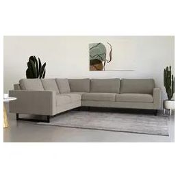 Ecksofa Places of Style "Pinto, 250/290 cm, langer Schenkel, XXL, Ottomane" Sofas Gr. B/H/T: 290cm x 85cm x 250cm, Feincord, langer Schenkel links, grau (hellgrau) Cord, Feincord, Luxus-Microfaser Leder und Chenille