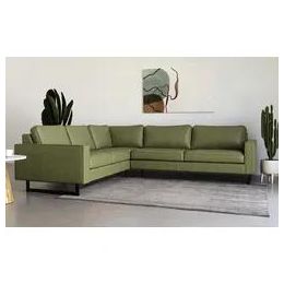 Ecksofa Places of Style "Pinto, 250/290 cm, langer Schenkel, XXL, Ottomane" Sofas Gr. B/H/T: 290cm x 85cm x 250cm, Luxus-Microfaser in Lederoptik, langer Schenkel links, grün Cord, Feincord, Luxus-Microfaser Leder und Chenille