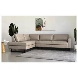 Ecksofa Places of Style "Pinto, 290 cm, Ottomane links / rechts" Sofas Gr. B/H/T: 290cm x 85cm x 217cm, Luxus-Microfaser in Lederoptik, Ottomane links, beige Cord, Feincord, Luxus-Microfaser Leder und Chenille