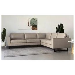 Ecksofa Places of Style "Pinto, 250/290 cm, langer Schenkel, XXL, Ottomane" Sofas Gr. B/H/T: 290cm x 85cm x 250cm, Luxus-Microfaser in Lederoptik, langer Schenkel rechts, beige Cord, Feincord, Luxus-Microfaser Leder und Chenille