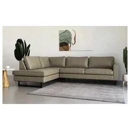 Ecksofa Places of Style "Pinto, 290 cm, Ottomane links / rechts" Sofas Gr. B/H/T: 290cm x 85cm x 217cm, Luxus-Microfaser in Lederoptik, Ottomane links, grau (taupe) Cord, Feincord, Luxus-Microfaser Leder und Chenille