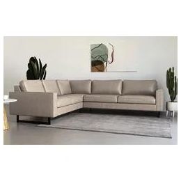 Ecksofa Places of Style "Pinto, 250/290 cm, langer Schenkel, XXL, Ottomane" Sofas Gr. B/H/T: 290cm x 85cm x 250cm, Luxus-Microfaser in Lederoptik, langer Schenkel links, beige Cord, Feincord, Luxus-Microfaser Leder und Chenille