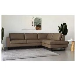 Ecksofa Places of Style "Pinto, 290 cm, Ottomane links / rechts" Sofas Gr. B/H/T: 290 cm x 85 cm x 217 cm, Luxus-Microfaser in Lederoptik, Ottomane rechts, braun Cord, Feincord, Luxus-Microfaser Leder und Chenille