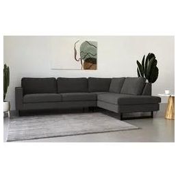 Ecksofa Places of Style "Pinto, 290 cm, Ottomane links / rechts" Sofas Gr. B/H/T: 290cm x 85cm x 217cm, Feincord, Ottomane rechts, grau (dunkelgrau) Cord, Feincord, Luxus-Microfaser Leder und Chenille