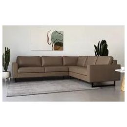 Ecksofa Places of Style "Pinto, 250/290 cm, langer Schenkel, XXL, Ottomane" Sofas Gr. B/H/T: 290cm x 85cm x 250cm, Luxus-Microfaser in Lederoptik, langer Schenkel rechts, braun Cord, Feincord, Luxus-Microfaser Leder und Chenille