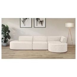 Ecksofa Andas "Ecksofa EIVIND mit Ottomane rechts/links, Maße: B/H/T 343/159/72 cm" Sofas Gr. B/H/T: 343cm x 72cm x 159cm, Samtoptik, Ottomane rechts, beige L-Form mit Wellenunterfederung, auch in Feincord und Bouclé