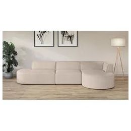 Ecksofa Andas "Ecksofa EIVIND mit Ottomane rechts/links, Maße: B/H/T 343/159/72 cm" Sofas Gr. B/H/T: 343cm x 72cm x 159cm, Feincord, Ottomane rechts, beige (hellbeige) L-Form mit Wellenunterfederung, auch in Feincord und Bouclé