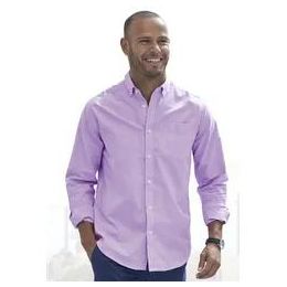 H.I.S. Langarmhemd H.I.S "Regular-fit" Gr. XXL (45/46), N-Gr, lila (lila / weiß) Herren Hemden Oxfordhemd langarm mit Button-down-Kragen aus reiner Baumwolle