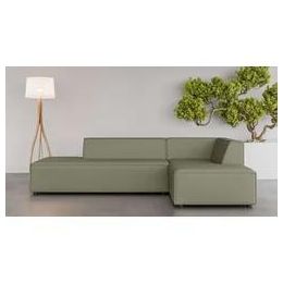 Ecksofa Inosign "Ecksofa Cavan mit Ottomane links oder rechts bestellbar" Sofas Gr. B/H/T: 270cm x 72cm x 180cm, Struktur, Ottomane rechts, grün L-Form mit Wellenunterfederung, Maße BTH: 27018072 cm