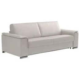 Schlafsofa Egoitaliano "Cecilia, modern & elegant, erstklassiger Sitzkomfort, Dauerschläfer" Sofas Gr. B/H/T: 234cm x 85cm x 102cm, Leder BULL, grau (stone) inkl. Matratze und hochwertigem Metallbettrahmen, toller Schlafkomfort