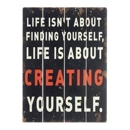 MyFlair Holzschild "Create Yourself"