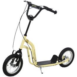 HOMCOM Kinderroller Scooter Tretroller Cityroller Kinder Roller Kickboard mit Luftreifen 12 Zoll Beige 120