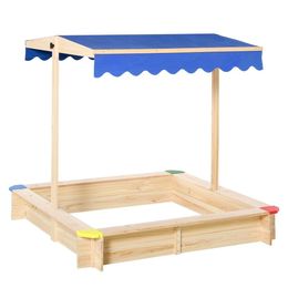 Outsunny Sandkasten absenkbarem Dach Tannenholz Bodenlose Natur