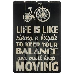 MyFlair Spruchtafel "Life is like riding a bicycle"