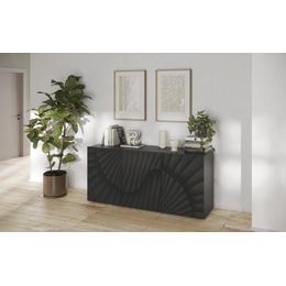 Sideboard Inosign "Snake Breite 181 cm, moderne Kommode mit 3 Türen" Sideboards Gr. B/H/T: 181 cm x 96 cm x 42 cm, schwarz (anthrazit mit siebdruck) Anrichte viel Stauraum, Front besonderem Siebdruck