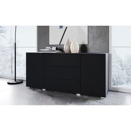 Sideboard Inosign "PARIS" Sideboards Gr. B/H/T: 150 cm x 68 cm x 39 cm, matt, 3 St., schwarz (graphite matt, graphite matt) Moderne 150cm breite grifflose Kommode, vielseitig einsetzbar