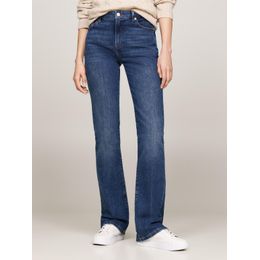 Bootcut-Jeans Tommy Hilfiger "BOOTCUT RW CLER", Damen, Gr. 25, Länge 30, blau (ana), Denim/Jeans, Obermaterial: 99% Baumwolle, 1% Elasthan, casual, bootcut fit, Jeans, mit Tommy Hilfiger Logo-Badge