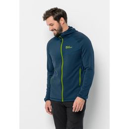 Fleecejacke Jack Wolfskin "KOLBENBERG HOODED FZ M", Herren, Gr. XXL (58), blau (schwarz, sea), 1. OBERSTOFF 95% POLYESTER, 5% ELASTHAN 2. OBERSTOFF 84% POLYAMID, 16% ELASTHAN FUTTER 100% POLYESTER, Jacken