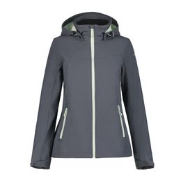 Softshelljacke Icepeak "D SOFTSHELLJACKE BRENHAM", Damen, Gr. 40, grau (granite), Web, Obermaterial: 95% Polyester, 5% Elasthan, sportlich, regular fit hüftlang, Jacken, mit hohem Stehkragen