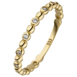 Fingerring Jobo "Kugelring" Fingerringe Gr. 50, Gelbgold 333, goldfarben (gelbgold 333 + weiß) Damen Gold mit 11 Zirkonia