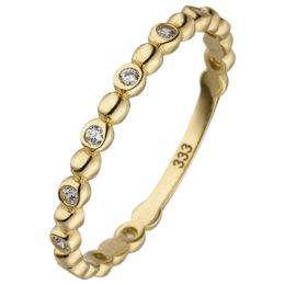 Fingerring Jobo "Kugelring" Gr. 56, gold (gelbgold 333), Fingerringe, Damen, 56, Gelbgold 333, Fingerring, 333 Gold mit 11 Zirkonia