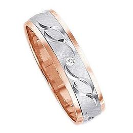 Trauring Firetti "Schmuck Geschenk Gold 375 Hochzeit Ehering "LIEBE"" Fingerringe Gr. 16,5, 0,01 ct SI = kleine Einschlüsse mit Brillant, Weißgold 375-Roségold 375, 5 mm, rosegold (weißgoldfarben, roségoldfarben) Made in Germany, wahlweise mit oder ohne Brillant