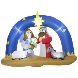 HOMCOM Aufblasbarer Weihnachtsbogen Bibel-Bogen von Jesus' Geburt 1,57 m Weihnachtsdeko mit LED Weihnachtsk