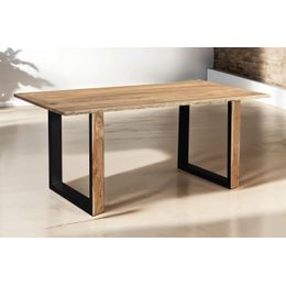 Esstisch Baumkante Akazie Natur 160 x 85 cm U-Gestell aus Metall + Holz MELBOURNE