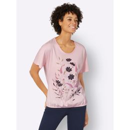 WITT Damen T-Shirt mit Blumen-Druck im Vorderteil, hellros&eacute;, Gr&ouml;&szlig;e 40