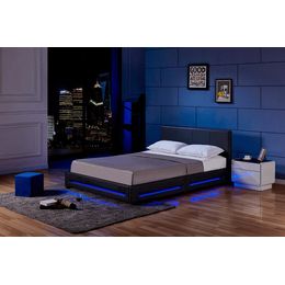 Home Deluxe LED Bett ASTEROID - 140 x 200 cm Schwarz