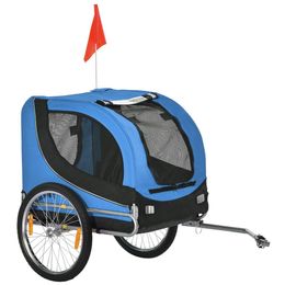 PawHut Fahrradanhänger Hundeanhänger Hunde Fahrrad Tier Anhänger Blau+Schwarz