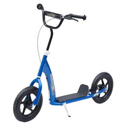 HOMCOM Kinderroller mit Hinterbremse 12 Zoll Scooter Tretroller EVA Blau