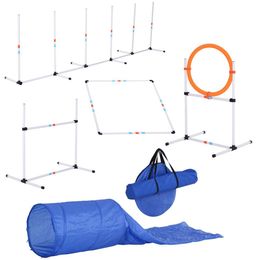 PawHut 5-tlg. Hunde Agility Set Training für Haustiere mit Hundetunnel Tasche