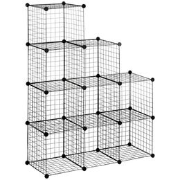 HOMCOM Regalsystem, DIY Würfelregal, 9 Fächer, Steckregal aus Stahldraht