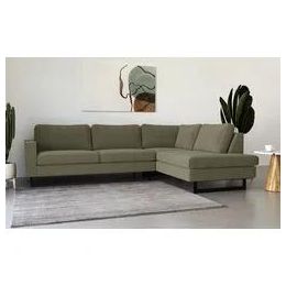 Ecksofa Places of Style "Pinto, 290 cm, Ottomane links / rechts" Sofas Gr. B/H/T: 290cm x 85cm x 217cm, Feincord, Ottomane rechts, grün (khaki) Cord, Feincord, Luxus-Microfaser Leder und Chenille