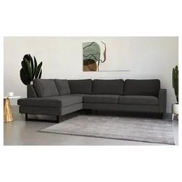 Ecksofa Places of Style "Pinto, 290 cm, Ottomane links / rechts" Sofas Gr. B/H/T: 290cm x 85cm x 217cm, Feincord, Ottomane links, grau (dunkelgrau) Cord, Feincord, Luxus-Microfaser Leder und Chenille