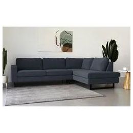 Ecksofa Places of Style "Pinto, 290 cm, Ottomane links / rechts" Sofas Gr. B/H/T: 290cm x 85cm x 217cm, Feincord, Ottomane rechts, blau (rauchblau) Cord, Feincord, Luxus-Microfaser Leder und Chenille