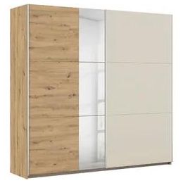 Schwebetürenschrank Rauch "Monza" Schränke Gr. B/H/T: 218 cm x 210 cm x 59 cm, 2 St., braun (eiche artisan, champagner) in trendigen Farbkombinationen, mit viel Stauraum