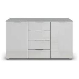 Geberit Kommode RAUCH "Sideboard Kombikommode Schubladenkommode AGORDO mit Glasfront" Sideboards Gr. B/H/T: 140 cm x 81 cm x 42 cm, 4 St., grau (seidengrau, glas seidengrau) mit 4 Schubkästen und 2 Türen sowie Metallgriffen MADE IN GERMANY