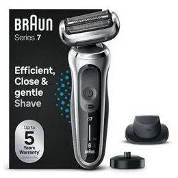 Elektrorasierer Braun "Series 7 71-S4200cs" silberfarben Wet&Dry, Präzisionstrimmer