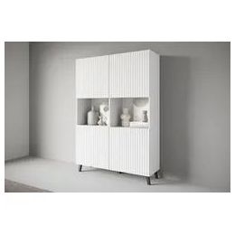 Highboard Inosign "PHUKET" Sideboards Gr. B/H/T: 120cm x 168cm x 39cm, weiß (weiß matt/weiß matt mdf) Moderne Hochkommode ohne Griffe mit 10 Fächern, Breite 120 cm