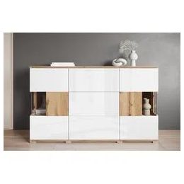 Sideboard Inosign "Kenia" Sideboards Gr. B/H/T: 150 cm x 88,9 cm x 39,5 cm, weiß (eichefarbe votan, hgl) Sideboard mit 3 Schubladen, 6 Fächern, Glastüren, Breite 150 cm